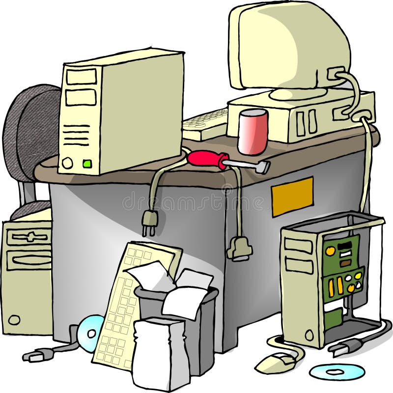 Computer Repair stock illustration. Illustration of cartoon - 44335