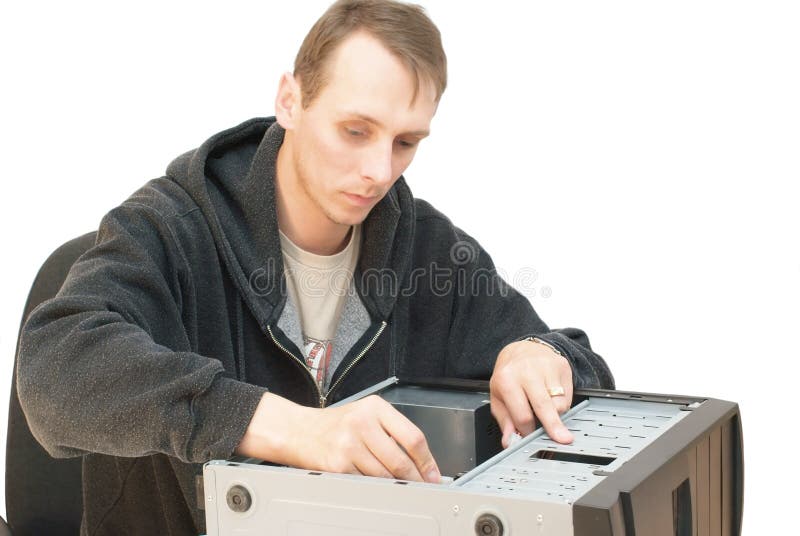 Computer repair stock image. Image of repairman, examining - 6327597