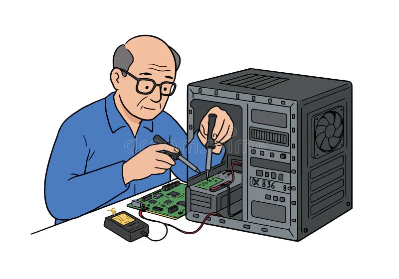 Computer Repair Clip Art. stock photo. Illustration of repairman ...