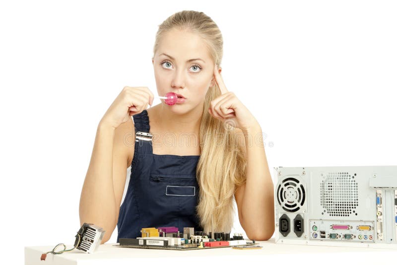 Computer Repair Engineer stock image. Image of femininity - 12317909