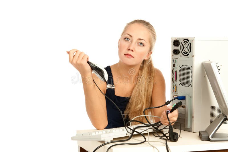 Computer Repair Engineer stock image. Image of femininity - 12317909