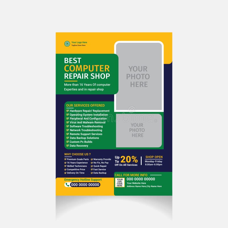 Computer Repair Flyer Layout Stock Vector - Illustration of data ...