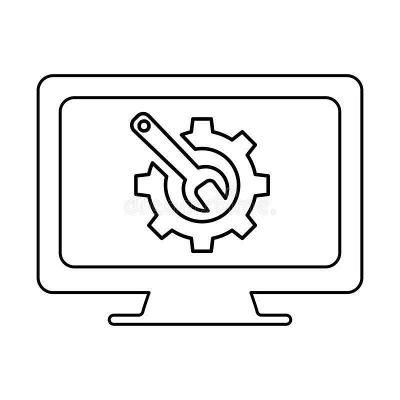 Computer Repair Icon in Outline Style Stock Vector - Illustration of ...