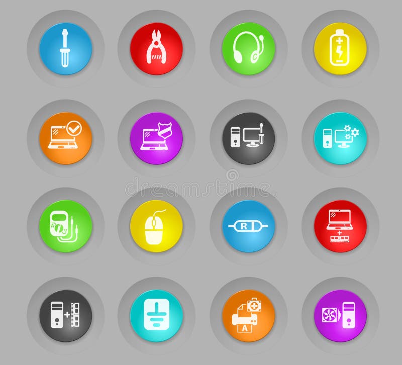 Computer repair icon set stock vector. Illustration of data - 126517986