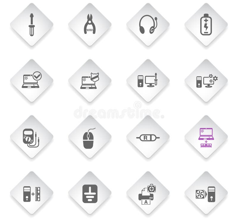 Computer repair icon set stock vector. Illustration of pincers - 135224362