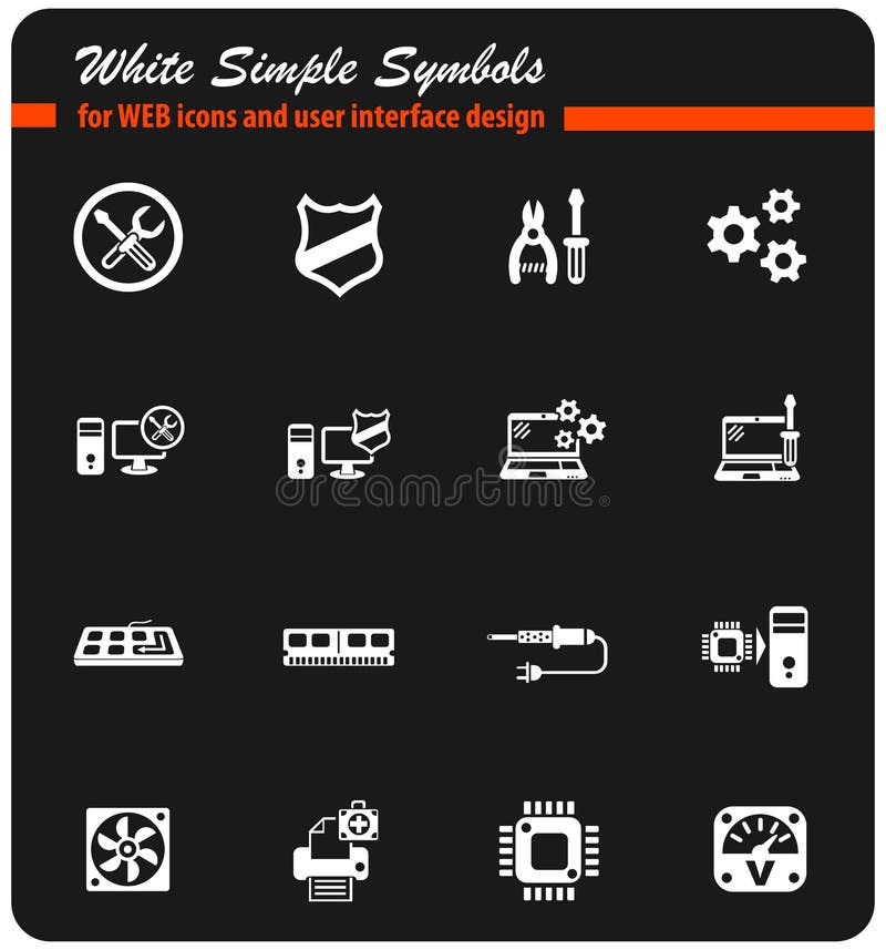 Computer repair icon set stock vector. Illustration of control - 131514820