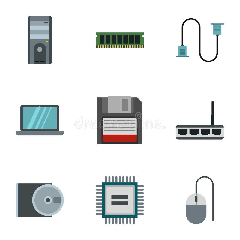 Computer Repair Icons Set, Flat Style Stock Vector - Illustration of ...