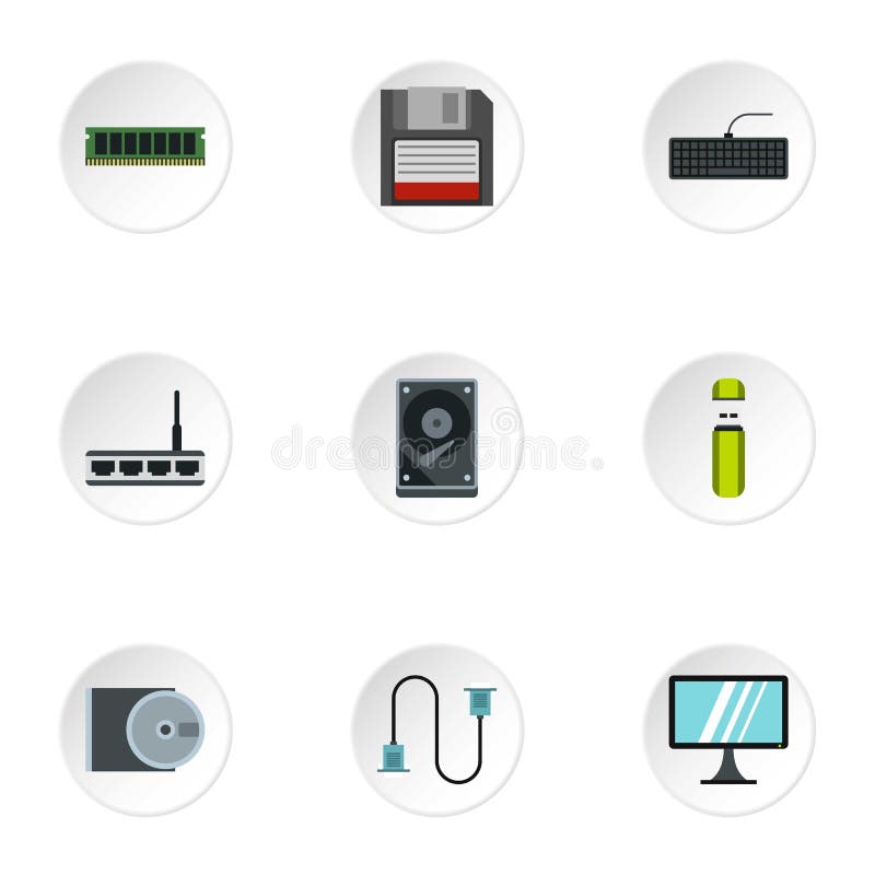 Computer Repair Icons Set, Flat Style Stock Vector - Illustration of ...
