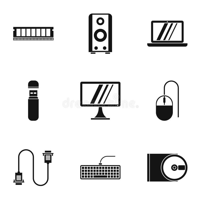 Computer Repair Icons Set, Simple Style Stock Vector - Illustration of ...