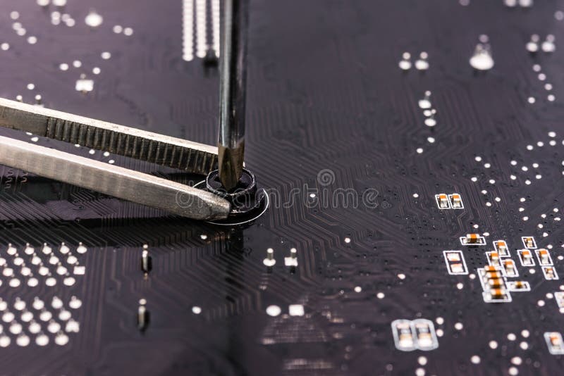 Computer Repair, Installation Motherboard Stock Photo - Image of ...
