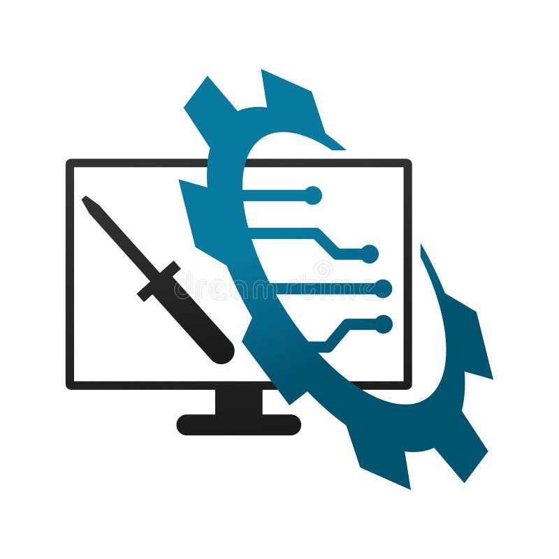 Computer Repair Logo Icon Illustration Brand Identity Stock Vector ...