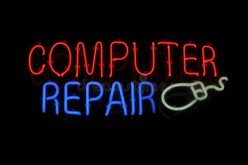 Computer Repair Neon Sign stock photo. Image of advertisement - 14554702