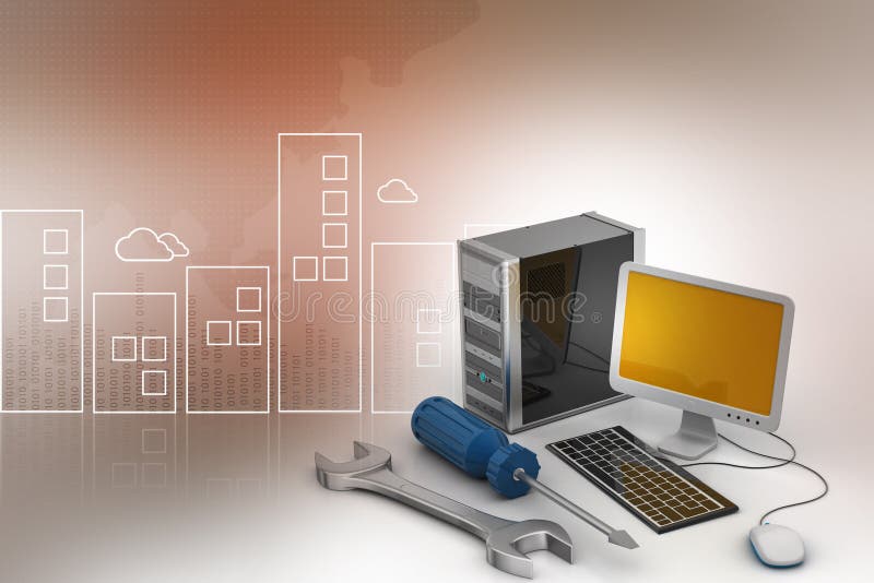 Computer repair service stock illustration. Illustration of left - 76022675