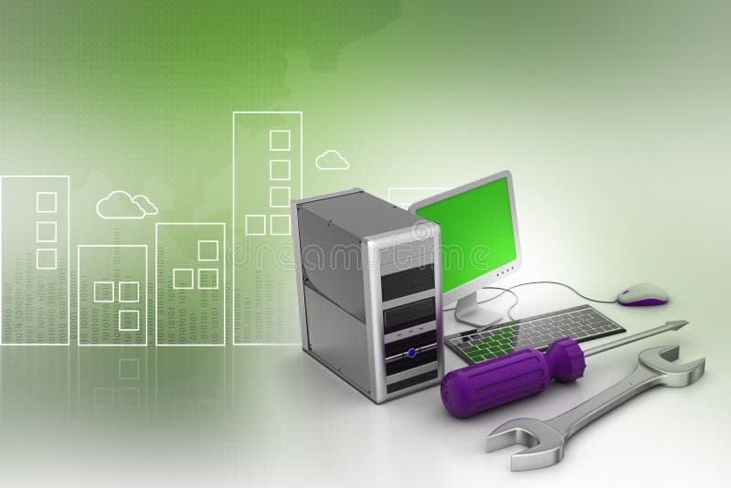 Computer repair service stock illustration. Illustration of left - 76022675