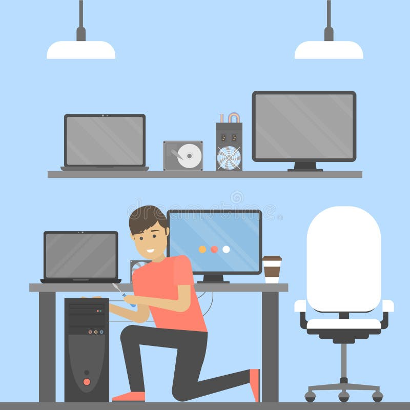 Computer repair service. stock vector. Illustration of sign - 103257663