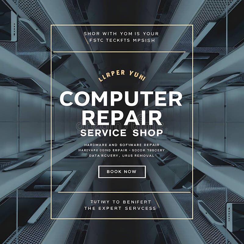 Computer Repair Service Flayer Banner Mockup Template Illustration ...