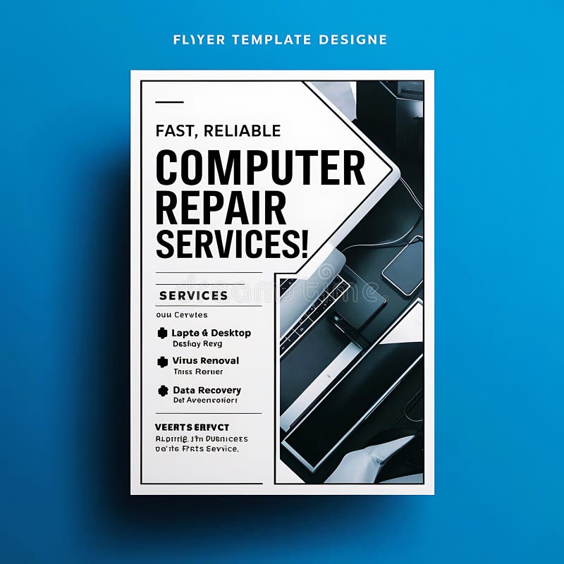Computer Repair Service Flayer Banner Mockup Template Illustration ...