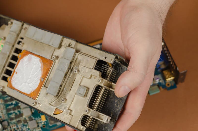 Computer Repair Services and Components Concept. a Man is Holding a ...