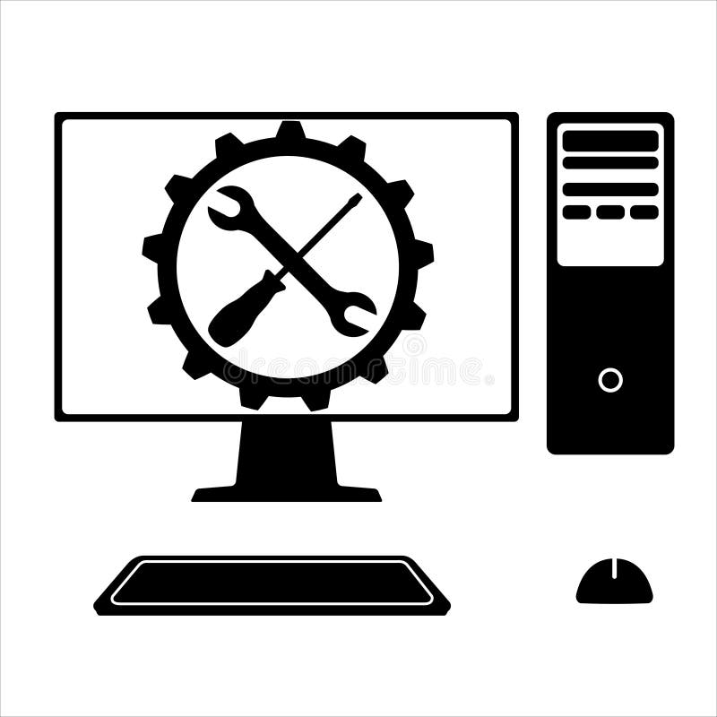 Computer Icon with Wrench and Screwdriver on Screen. Stock Vector ...