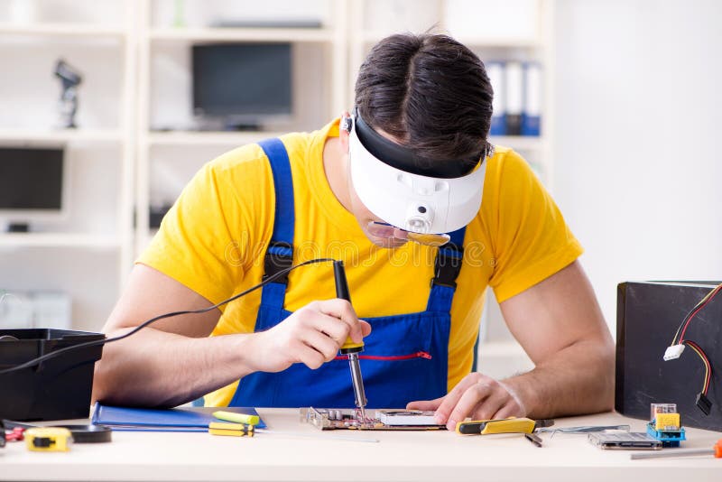 The Computer Repair Technician Repairing Hardware Stock Image - Image ...