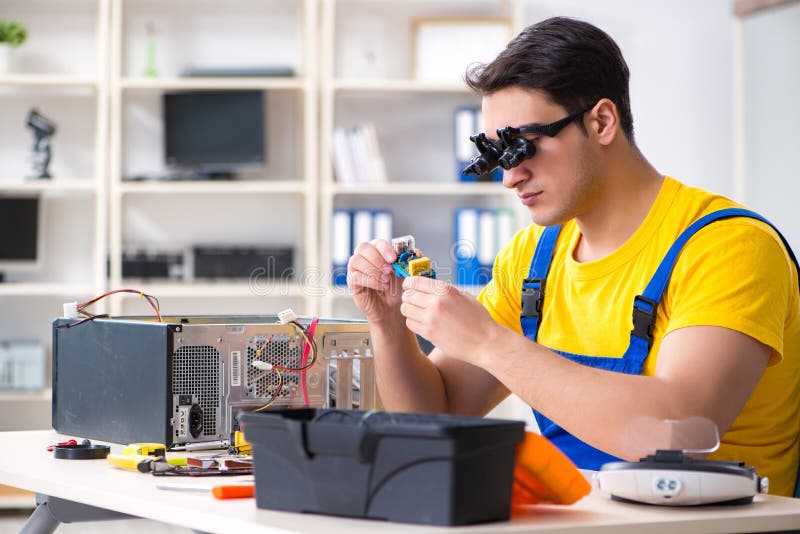 The Computer Repair Technician Repairing Hardware Stock Photo - Image ...