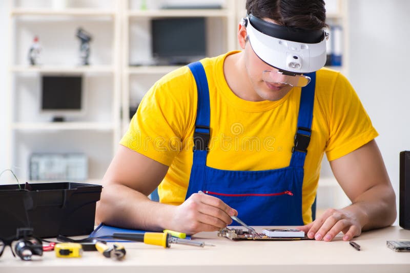 The Computer Repair Technician Repairing Hardware Stock Photo - Image ...
