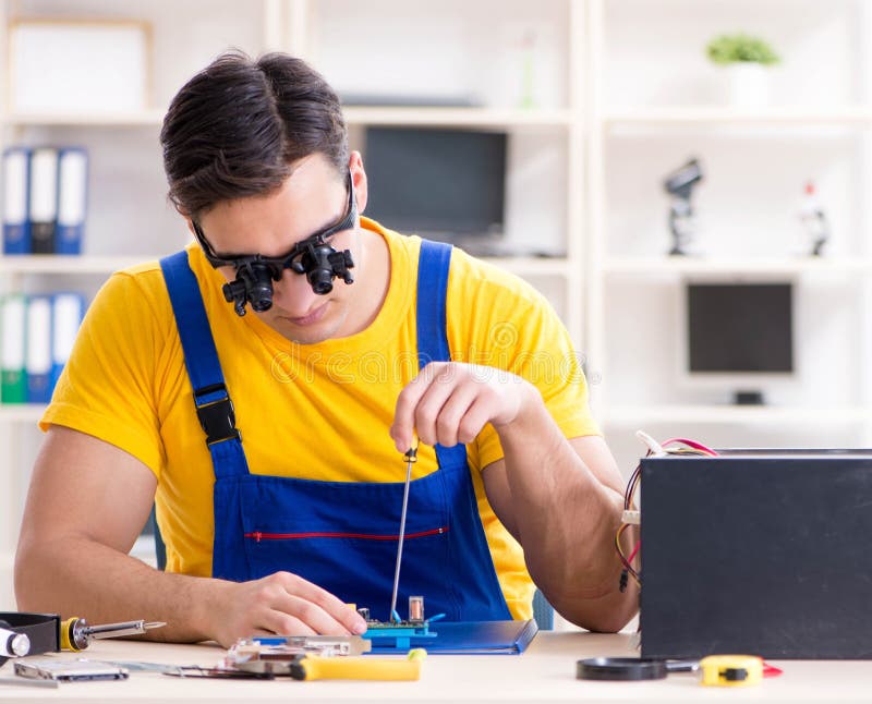 Computer Repair Technician Repairing Hardware Stock Image - Image of ...