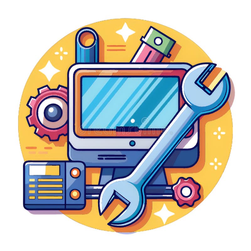 A Computer Repair Tool is Shown with a Computer Monitor and Other Tools ...