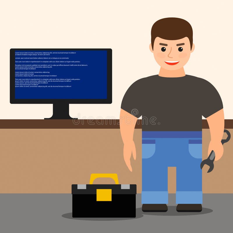 Computer Repair. Vector Illustration. Stock Vector - Illustration of ...