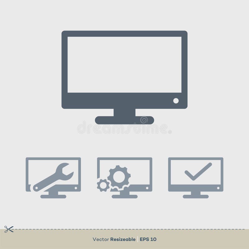 Repair Desktop Screen, Monitor, Computer Icon Logo Template Illustration Design. Vector EPS 10 ...