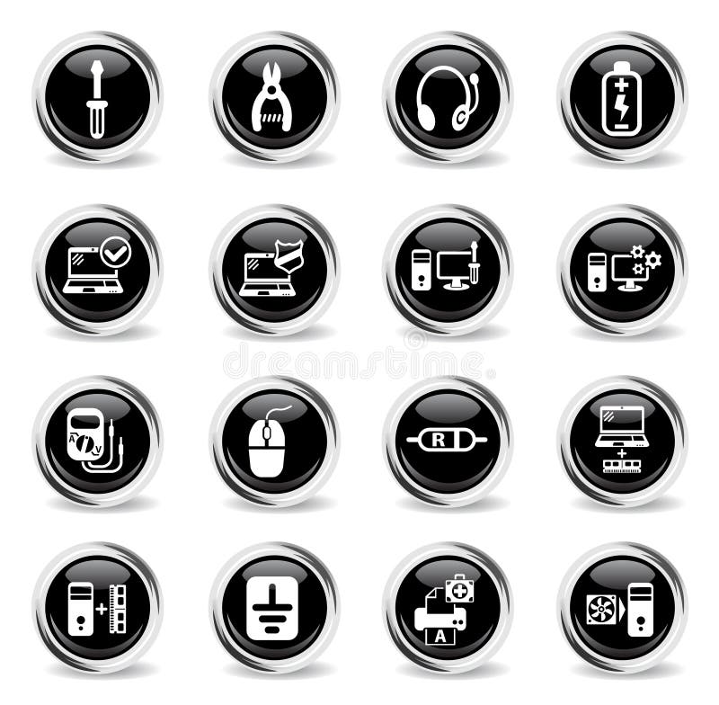 Computer repair icon set stock vector. Illustration of grounding ...