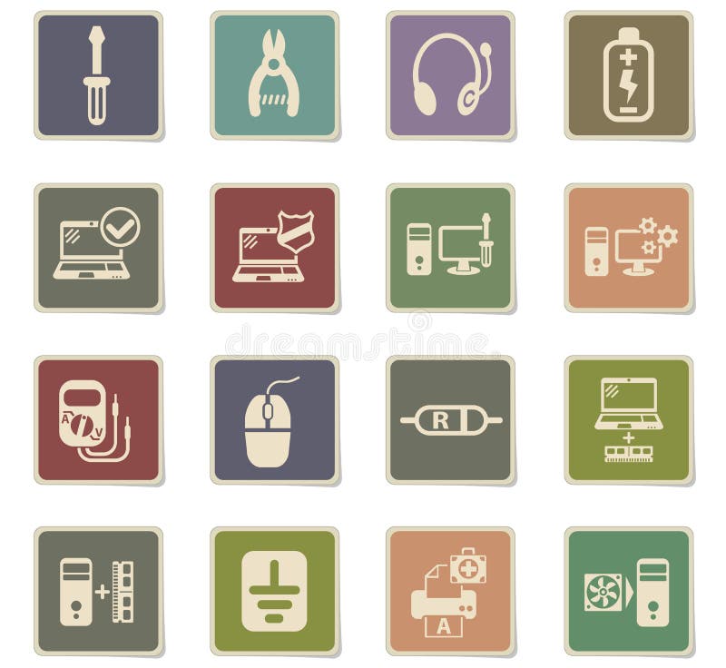 Computer repair icon set stock vector. Illustration of icon - 121973077