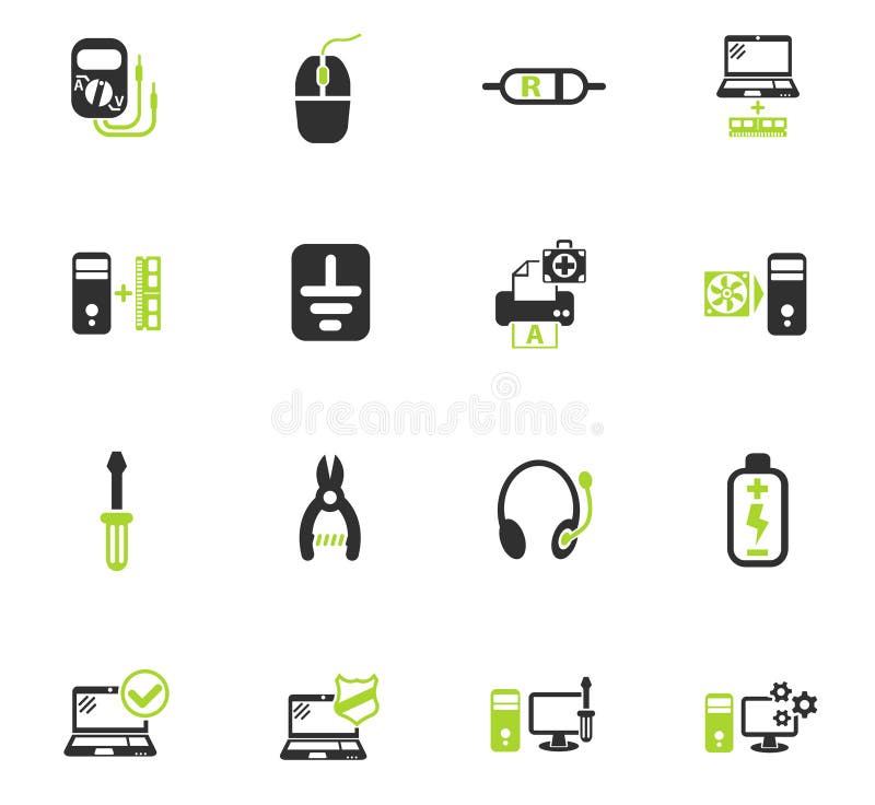 Computer repair icon set stock vector. Illustration of grounding ...