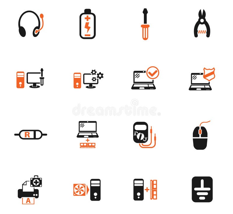 Computer repair icon set stock vector. Illustration of driver - 123431604