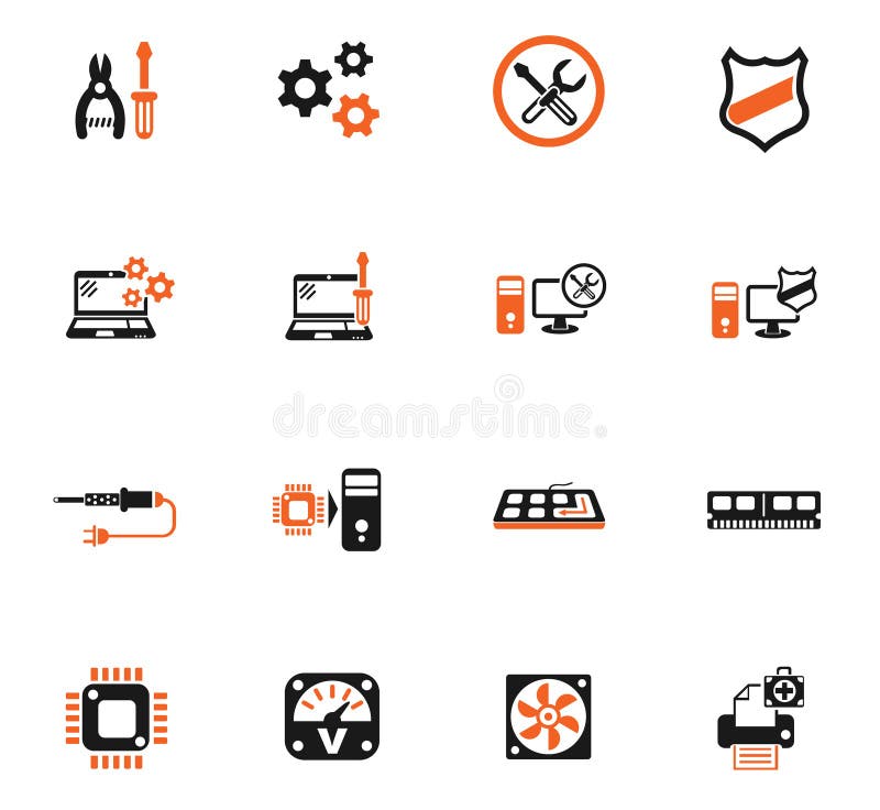 Computer repair icon set stock vector. Illustration of computer - 123431661