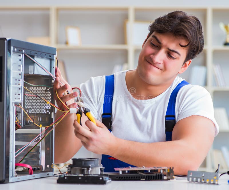 Computer Repairman Repairing Desktop Computer Stock Image - Image of ...