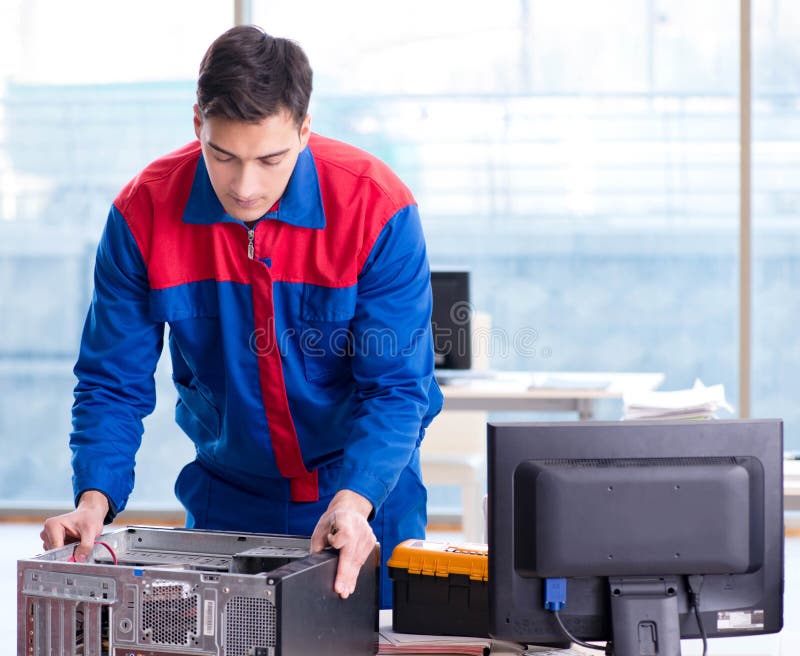 Two Men Repairing Desktop Computer Stock Image - Image of work, circuit ...