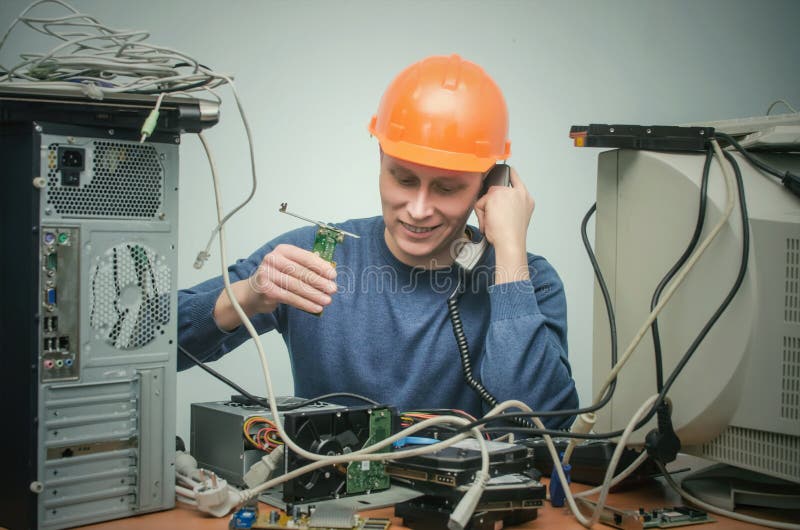 Computer Repairman. Computer Technician Engineer. Support Service ...