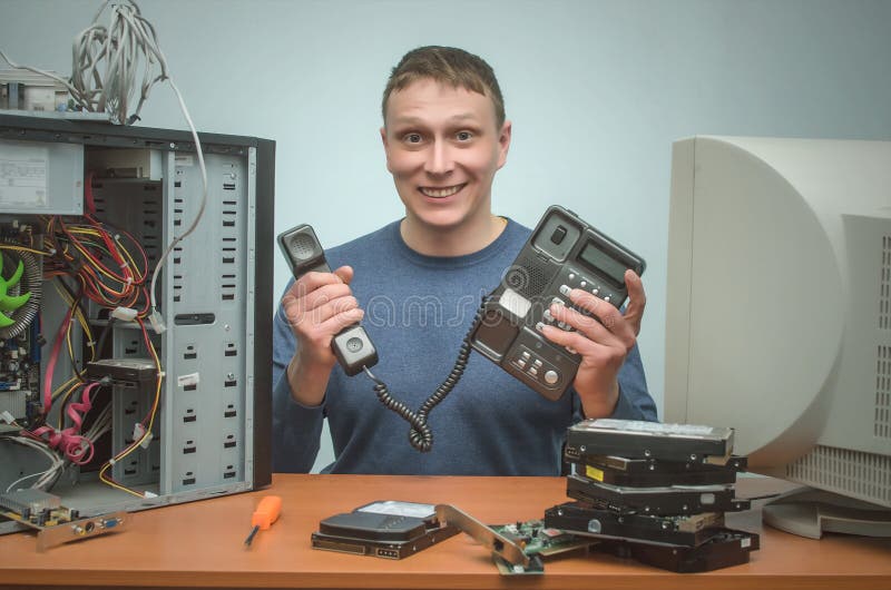 Computer Repairman. Computer Technician Engineer. Support Service ...