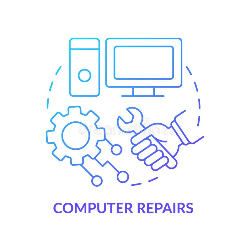 Computer Repairs Blue Gradient Concept Icon Stock Vector - Illustration ...