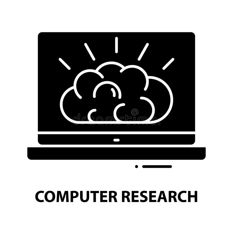 Computer Research Icon, Black Vector Sign with Editable Strokes ...