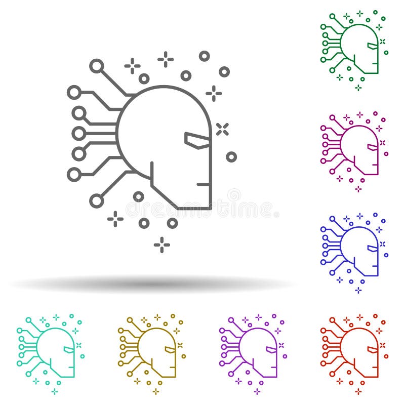 Computer Robot Multi Color Icon Simple Thin Line Outline Vector Of Computer Icons For Ui And