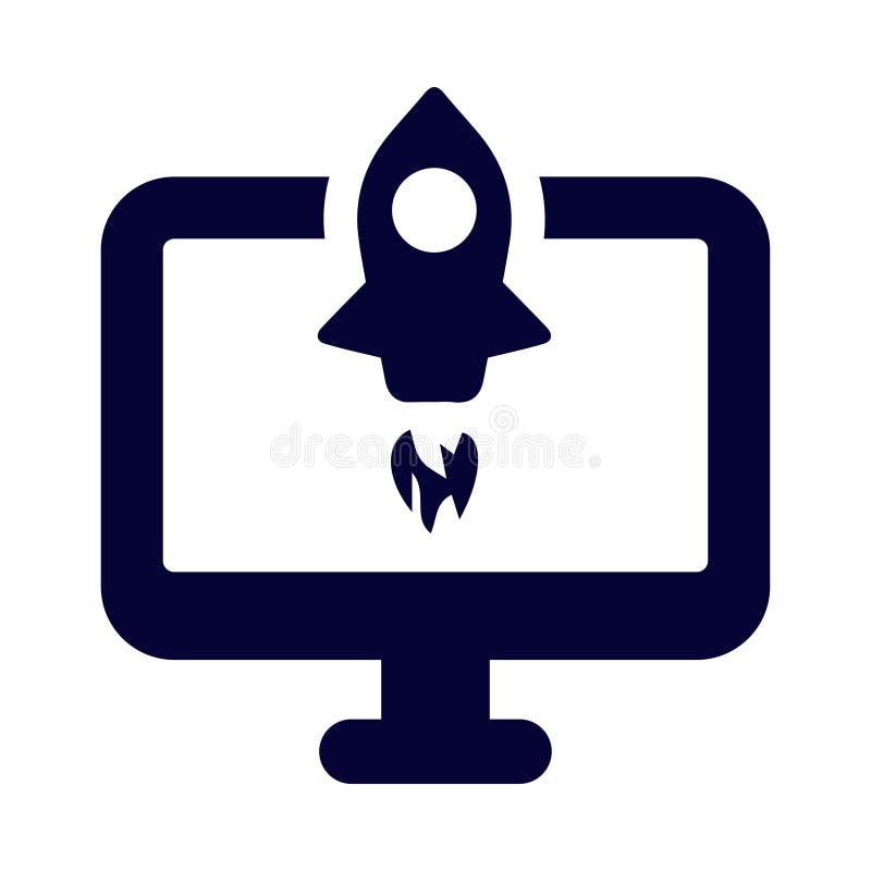 Computer, Rocket, Start Up, Online Business Startup Icon Stock Vector ...