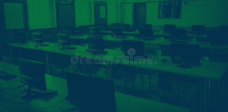 A Computer Room with Several Monitors and Chairs in it. Generative AI ...