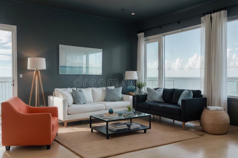 Showcasing Interior Design in Style Coastal Calm Stock Illustration ...