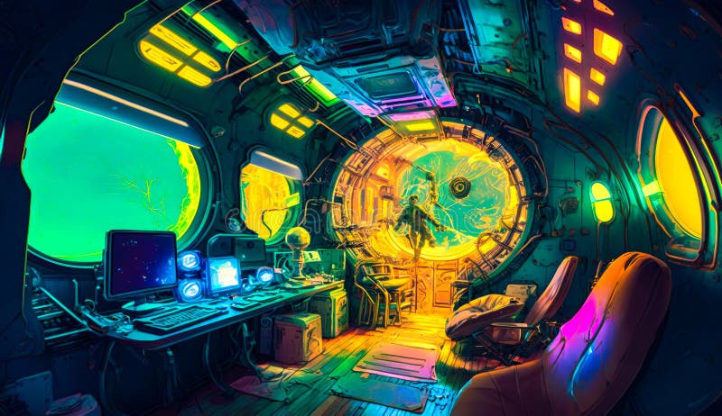 Computer Room with Computer Desk and Chair. Generative AI Stock ...