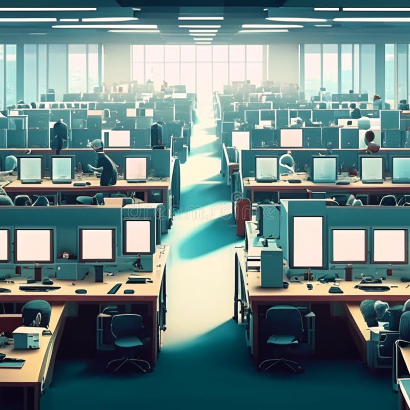 Computer Room with Computers. 3d Rendering, 3d Illustration Stock Image ...