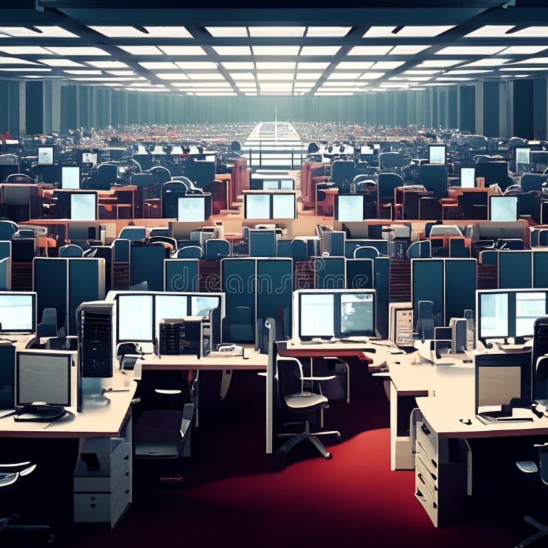 Computer Room with Computers. 3d Rendering, 3d Illustration Stock ...