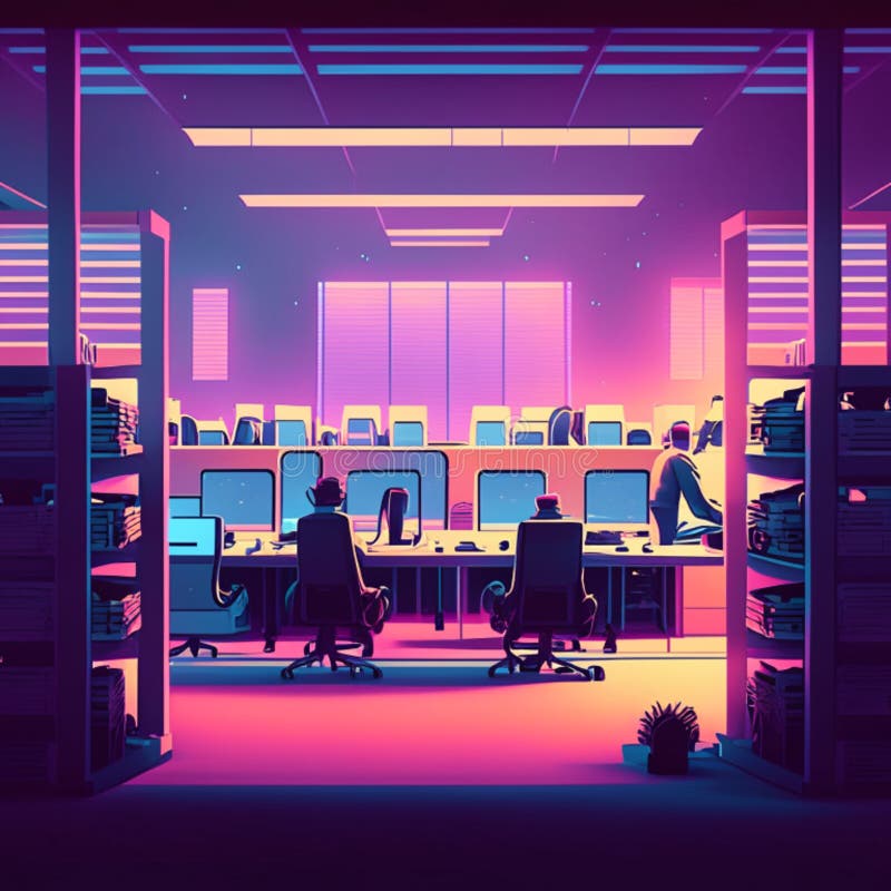 Computer Room with Computers. 3d Rendering, 3d Illustration Stock ...