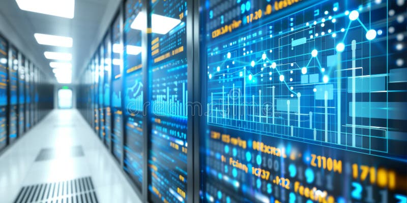 A computer room with stock illustration. Illustration of hardware ...